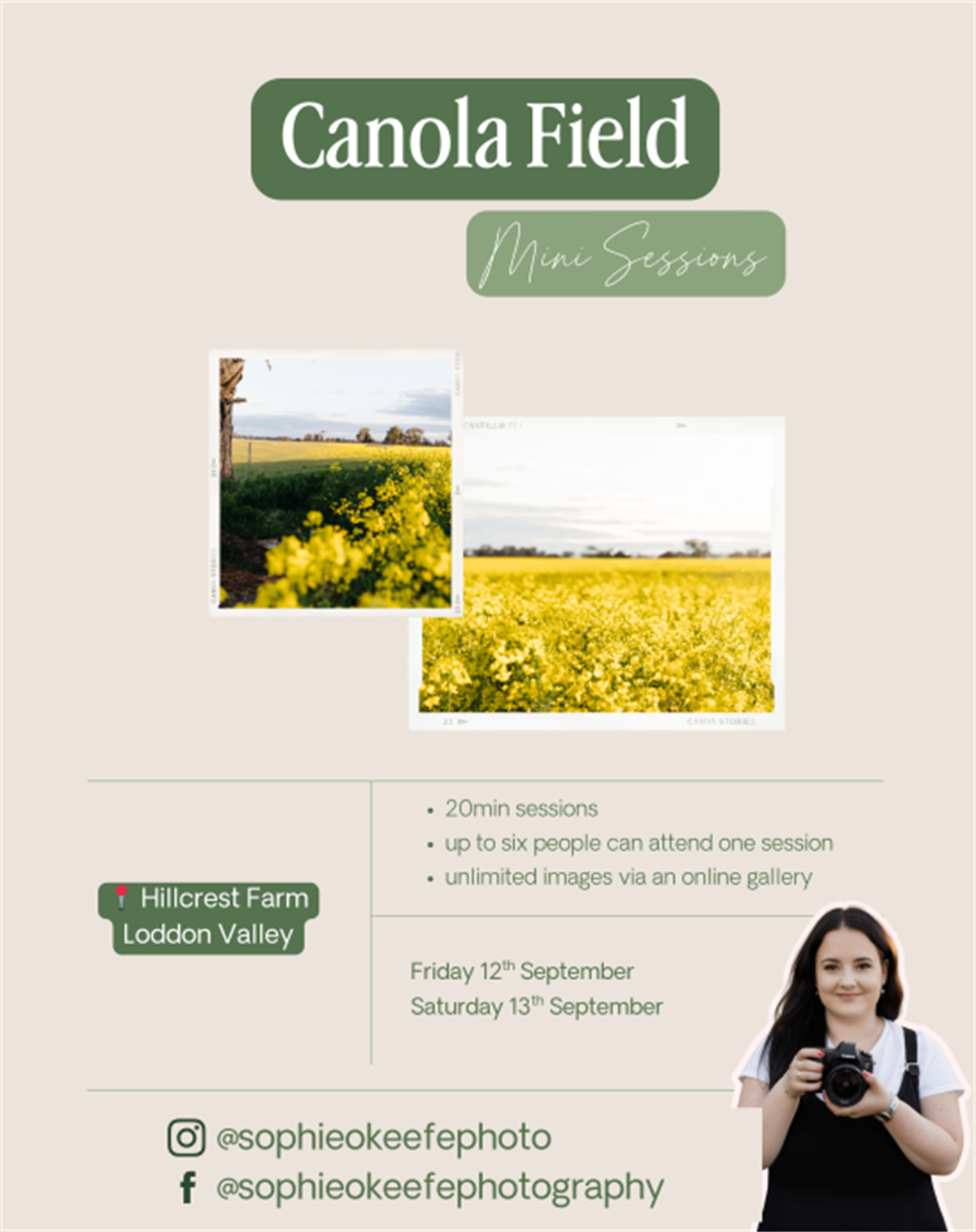 Canola Field Photo Sessions at Hillcrest Farm